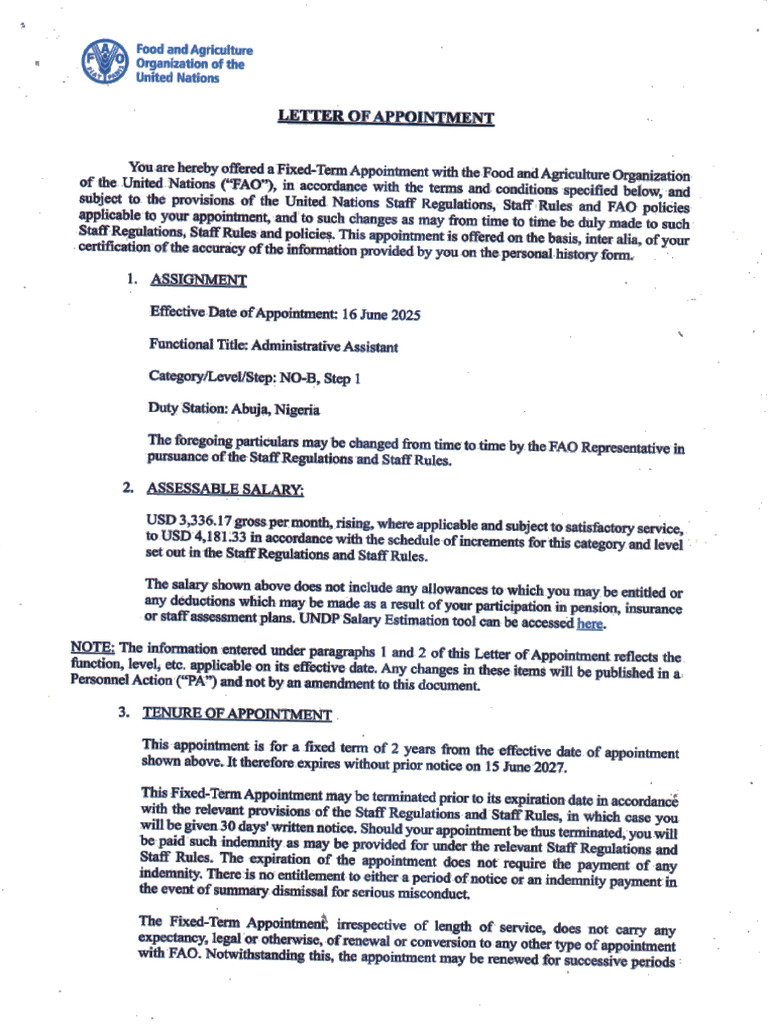 Letter of Appointment - 095507 | PDF