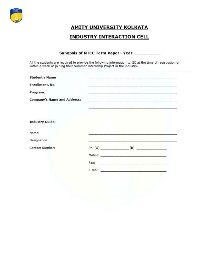 Annexure 2 - Summer Internship Project Synopsis Report | PDF