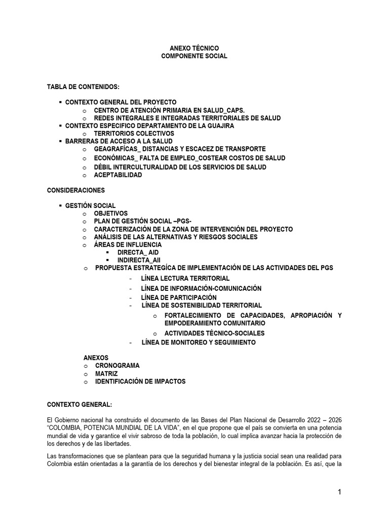 Anexo Tecnico Componente Social v2f.drs | PDF | Sustentabilidad | Comunidad