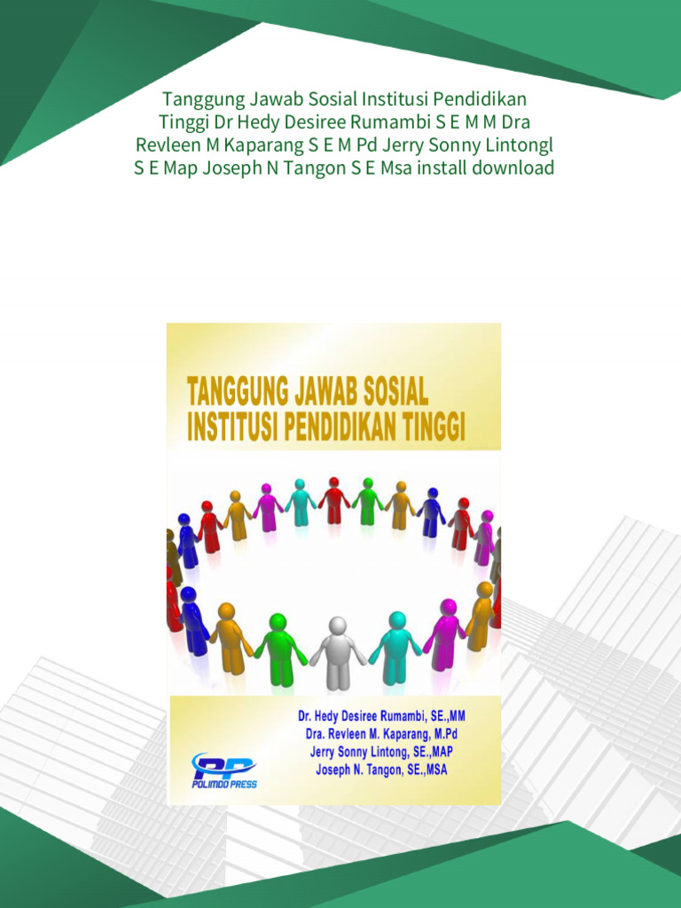 Tanggung Jawab Sosial Institusi Pendidikan Tinggi DR Hedy Desiree Rumambi S E M M Dra Revleen M ...