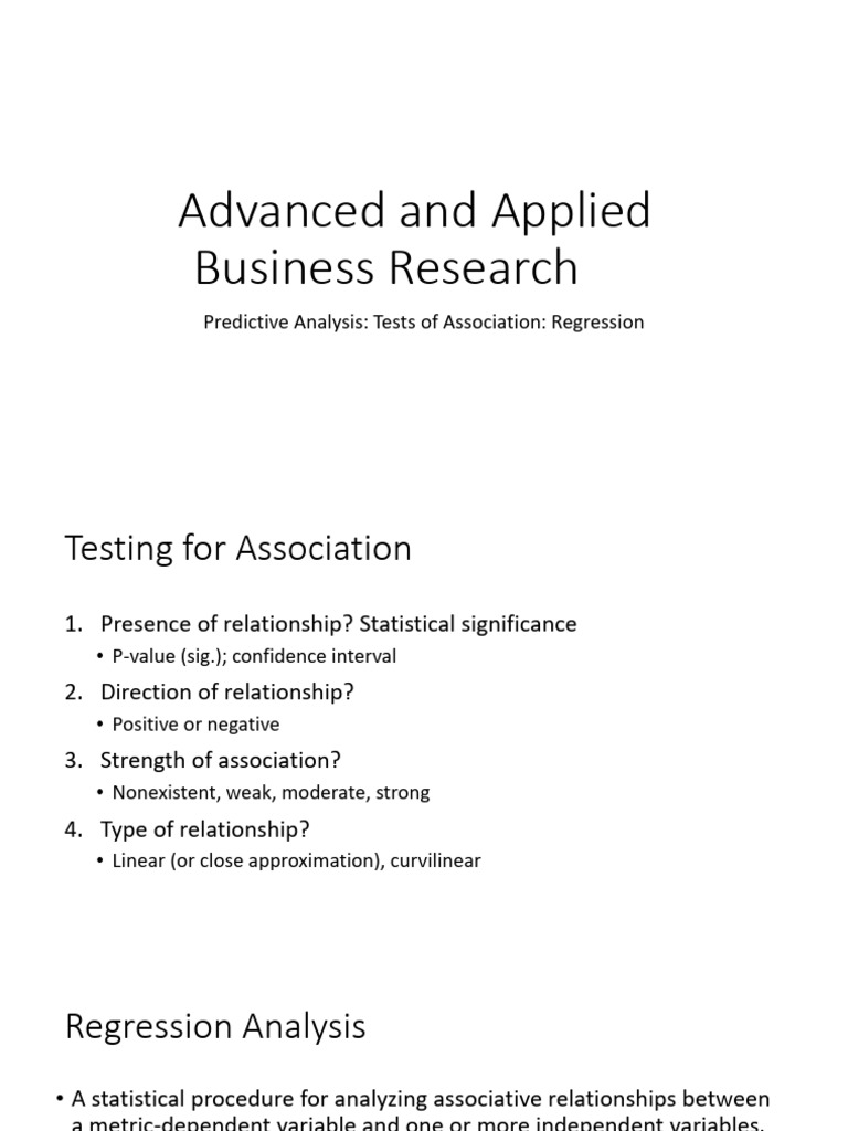 13 Predictive Analysis - Tests of Association - Regression | PDF ...