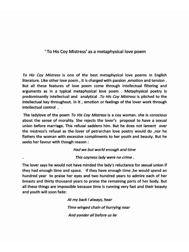 To His Coy Mistress | PDF