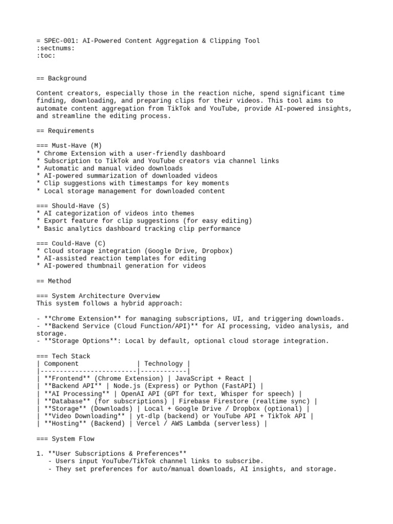 SPEC-001 AI-Powered Content Aggre | PDF | You Tube | Information Technology