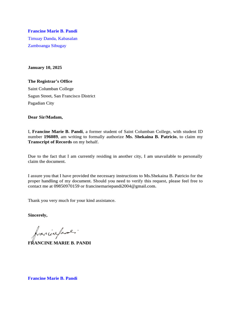 Authorization Letter | PDF