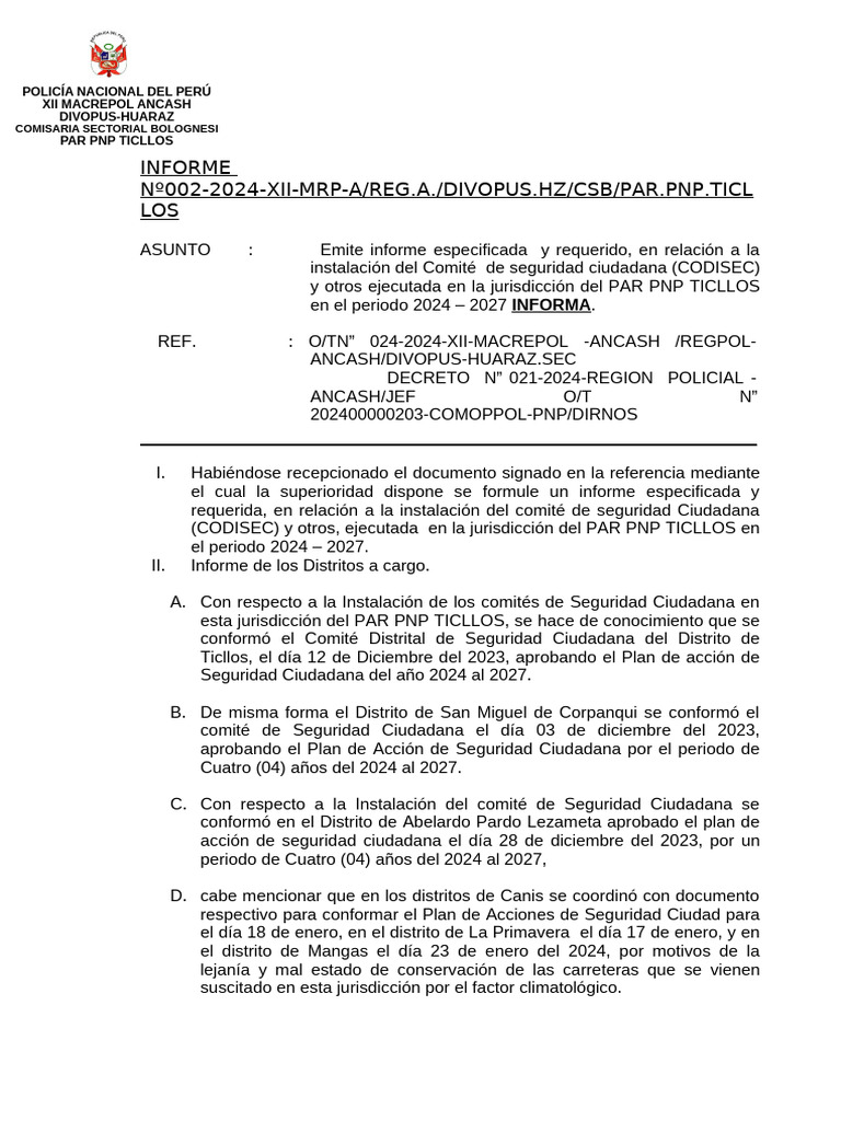 Infore Codisec | PDF | Cumplimiento de la ley | Crimen y violencia