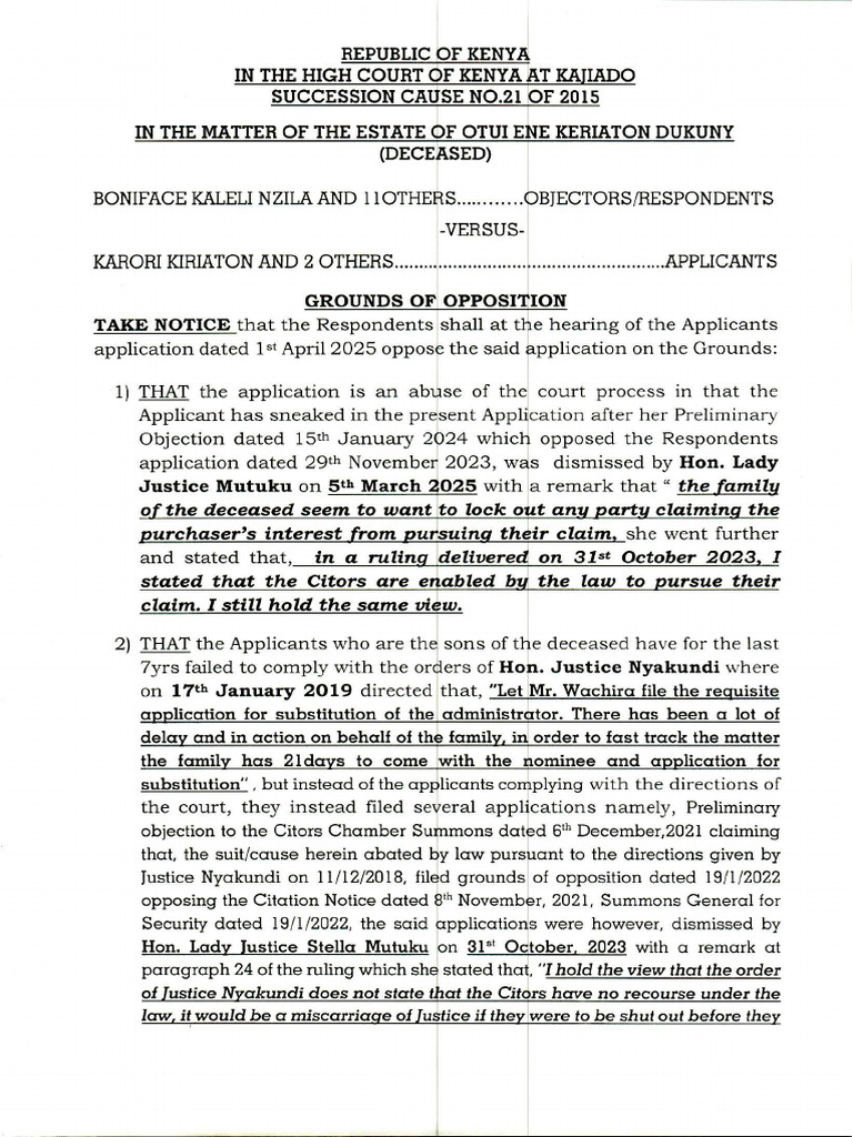 Grounds of Objection in The Case of Konza Clients | PDF