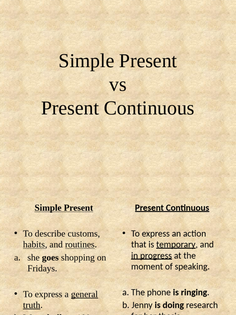 Simple Present Vs Present Continuous | PDF