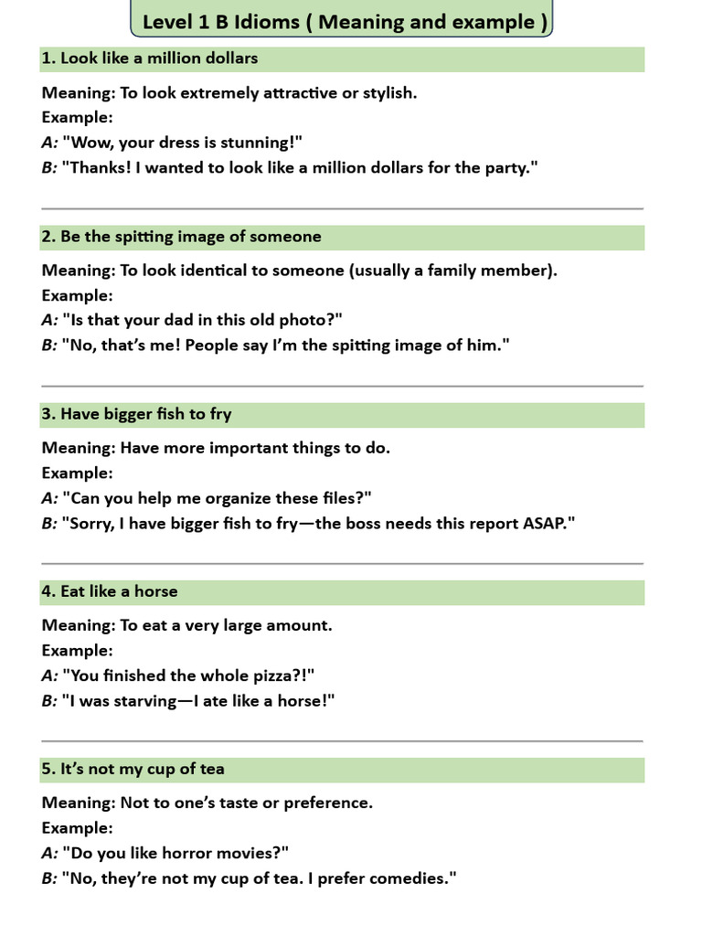 1B Idioms Meaning and Example | PDF