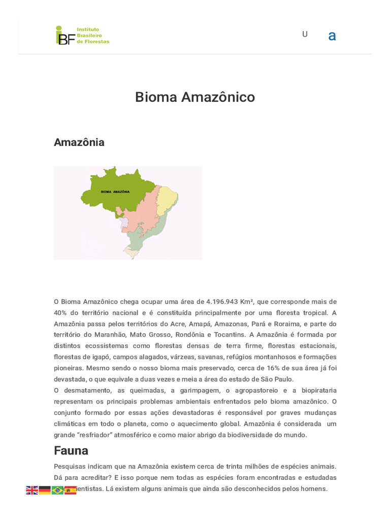 Bioma Amazônico: Biodiversidade e Desafios | PDF | Rio | Solo