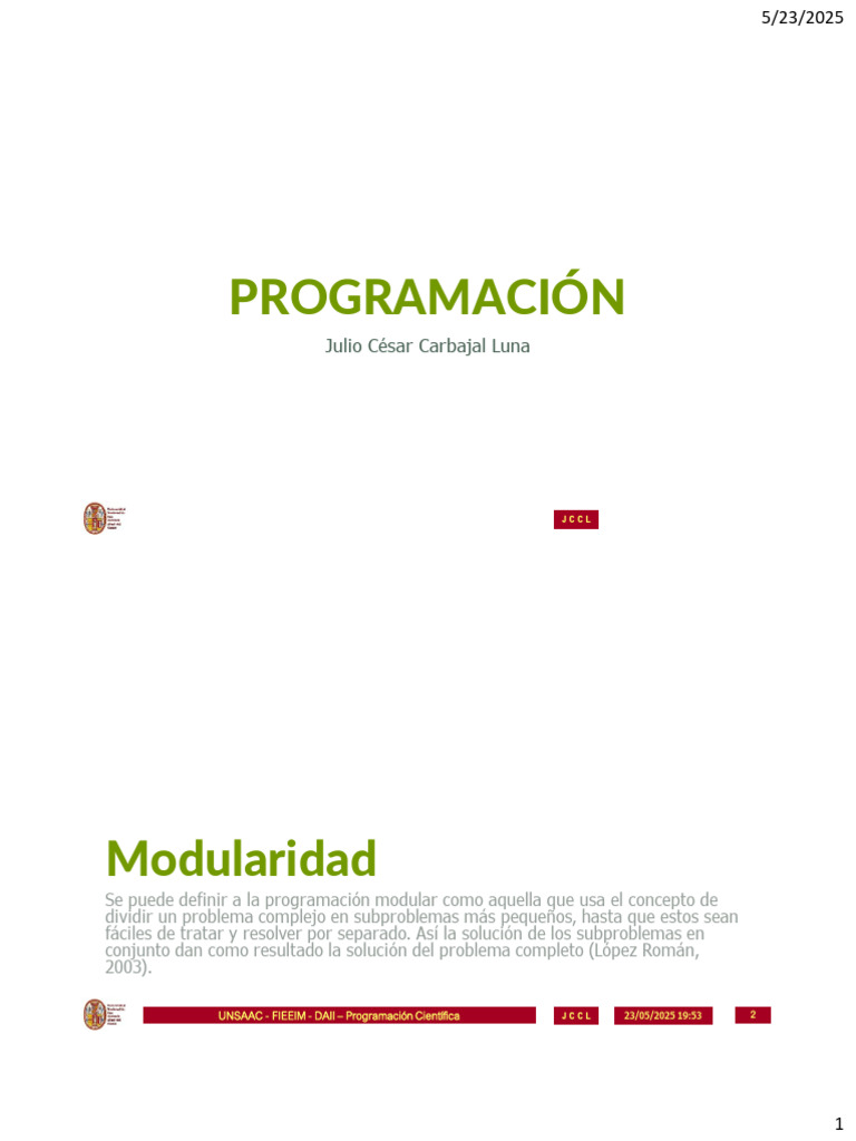 Programación Modular: Conceptos y Ejemplos | PDF | Programación de ...
