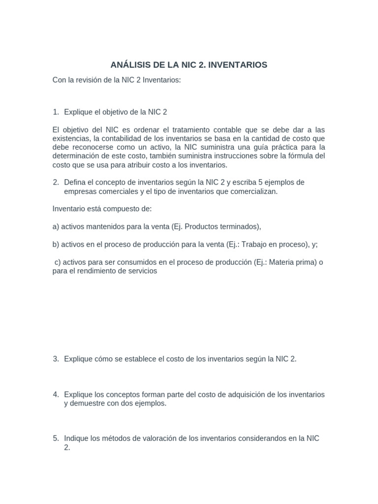 Análisis de La Nic 2 | PDF