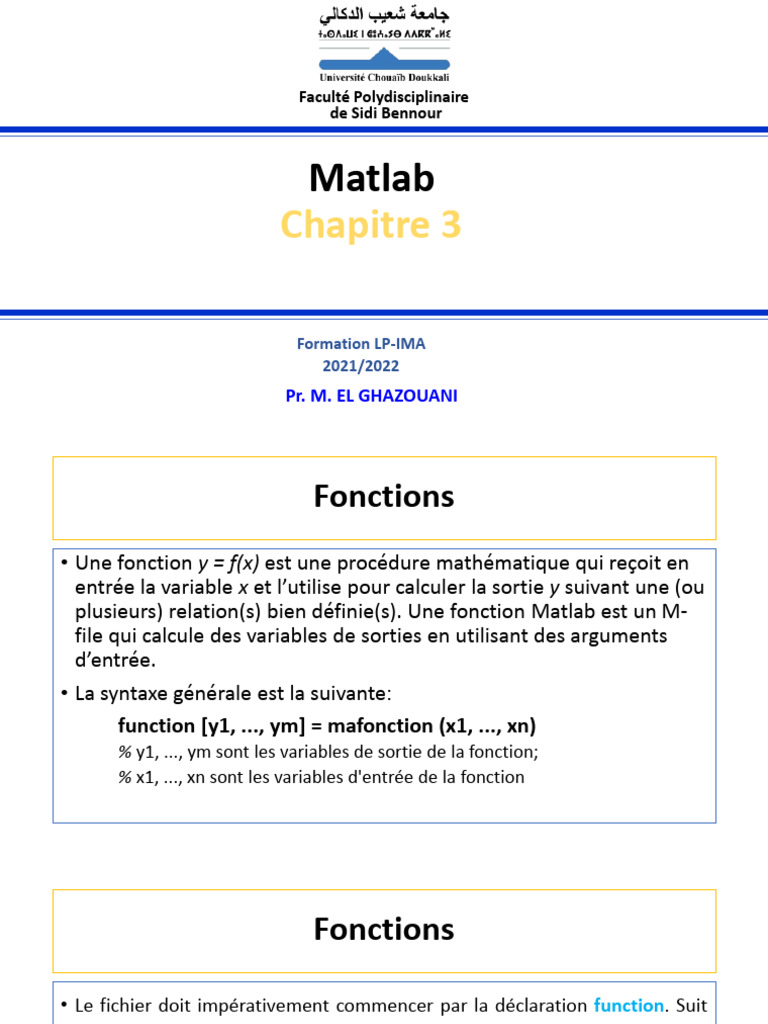 Introduction aux Fonctions et Graphiques MATLAB | PDF | Polynôme | Zéro ...