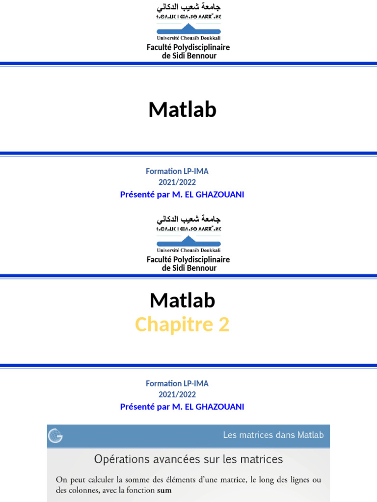 Chap2 Cours Matlab E | PDF