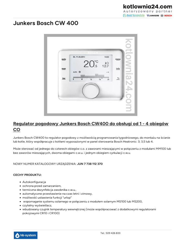 Junkers Bosch CW 400 | PDF