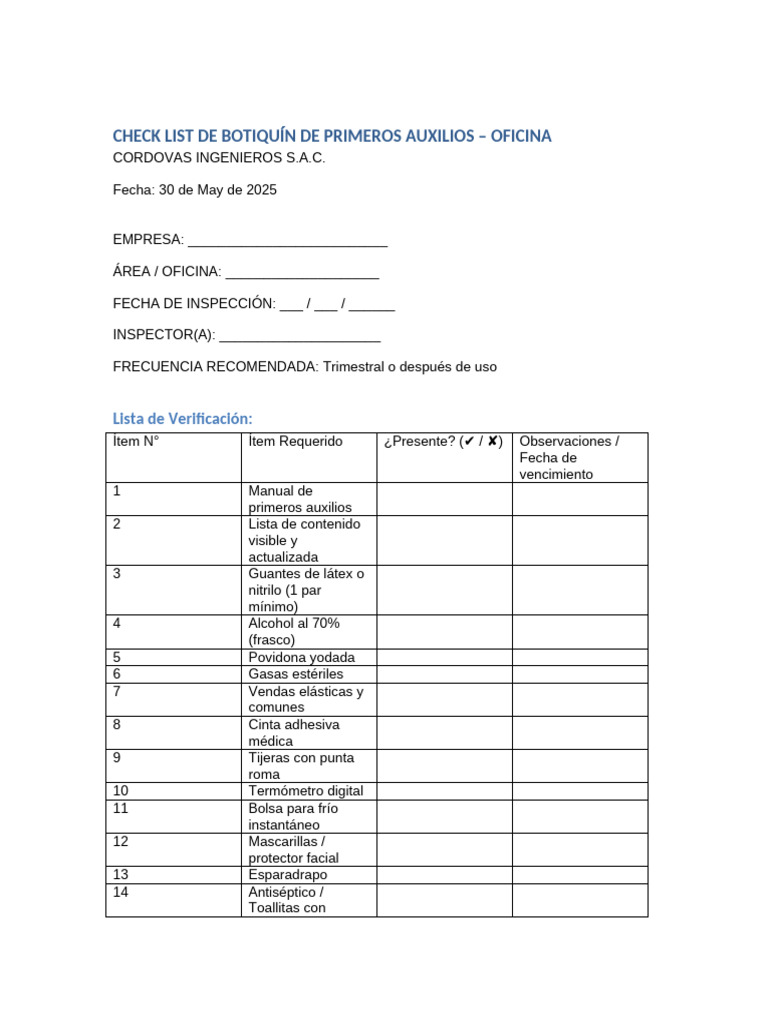 CheckList Botiquin Contenido SIG | PDF | Habilidades de supervivencia | Medicina