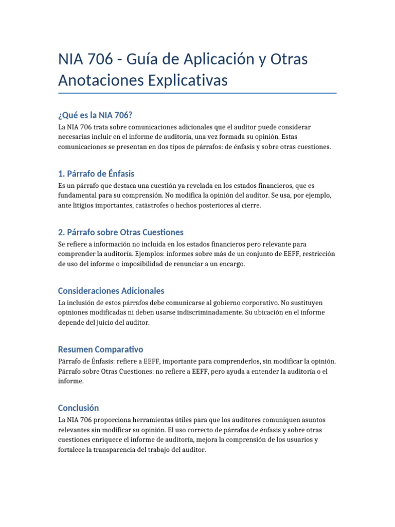 NIA 706 Guia y Conclusiones | PDF