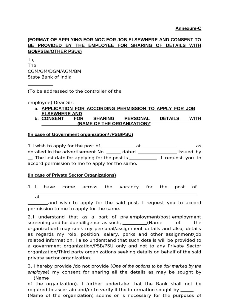NOC Request Format Annexture C | PDF | Justice | Crime & Violence