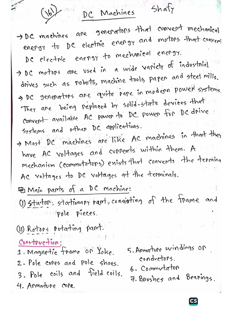 Hand Note DC Machines | PDF