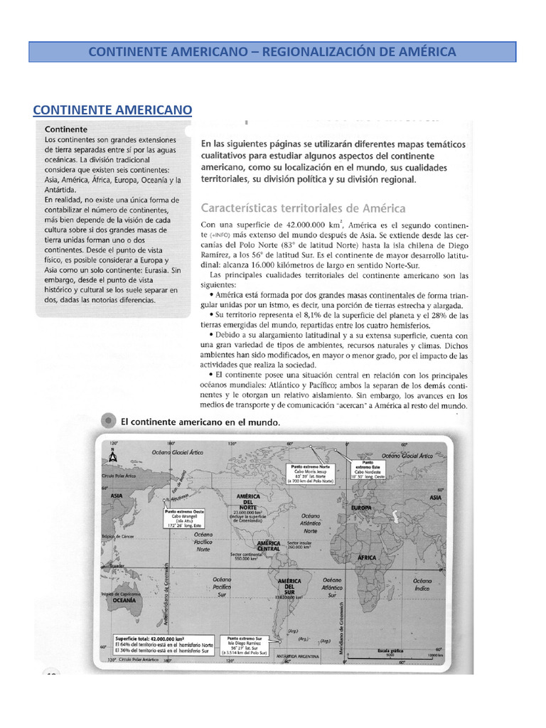 Regionalización del Continente Americano | PDF