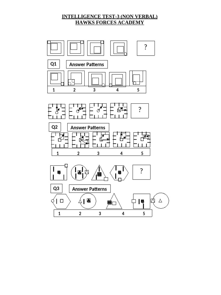 Non-Verbal Intelligence Test 3 | PDF