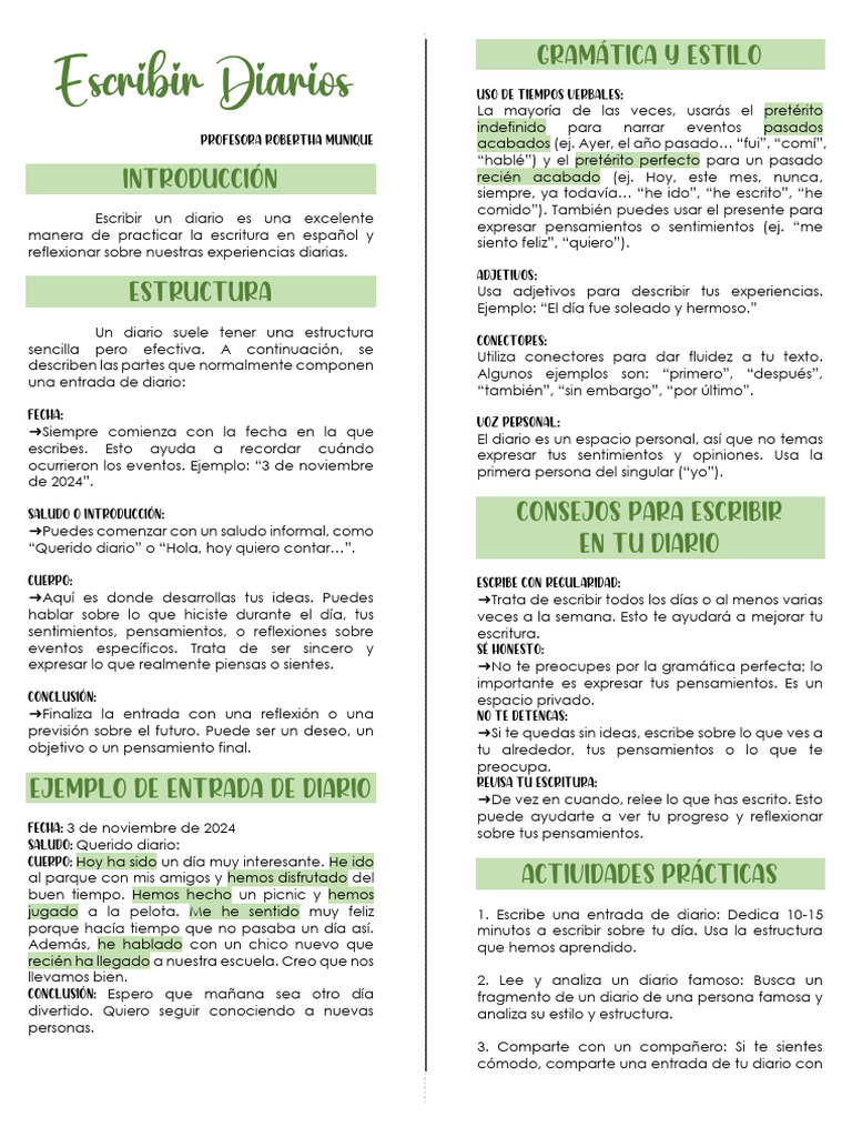 Escribir Un Diario | PDF