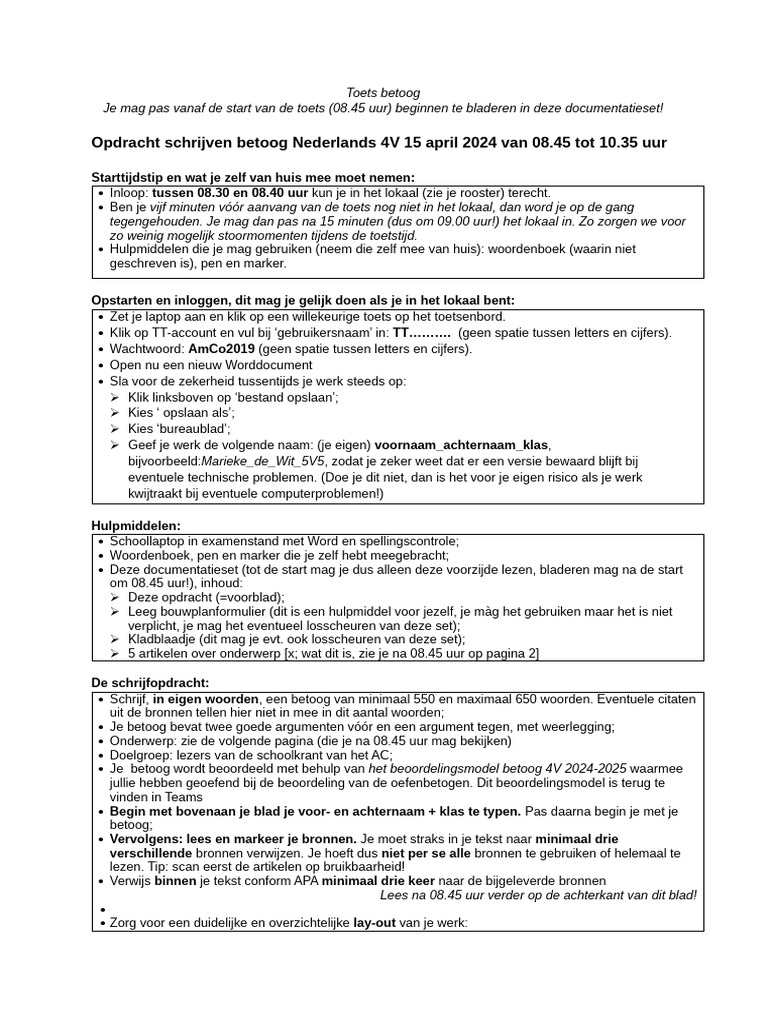Instructie Betoog Om Vooraf Met LLN Te Delen | PDF