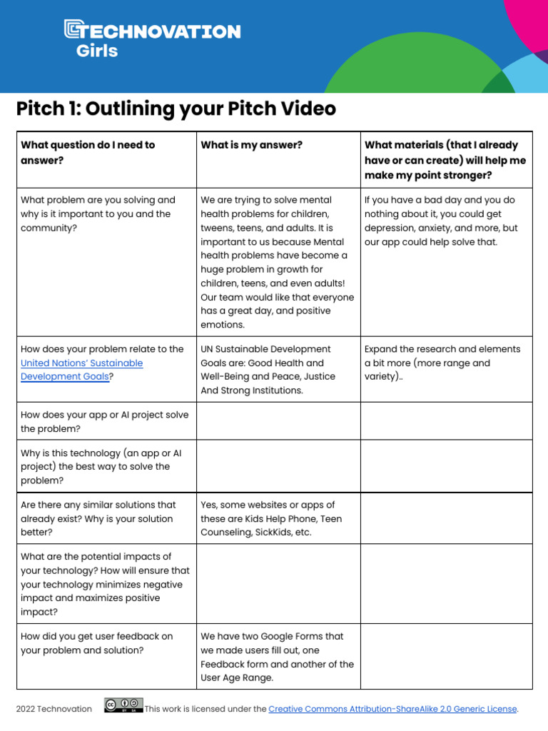 Pitch 1 - Outlining Your Pitch Video | PDF | Adolescence | Psychology