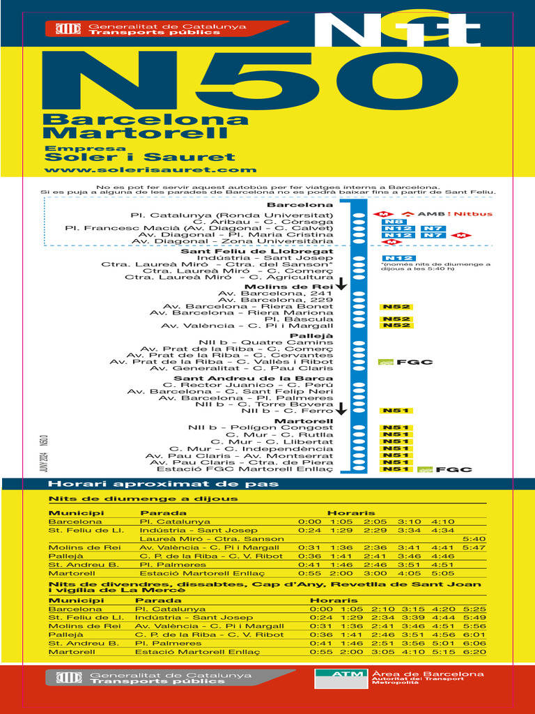 Horaris N50 | PDF