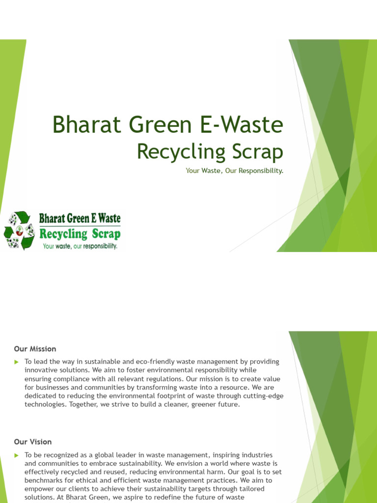 Bharat Green E-Waste Recycling Scrap Profile | PDF | Waste Management ...