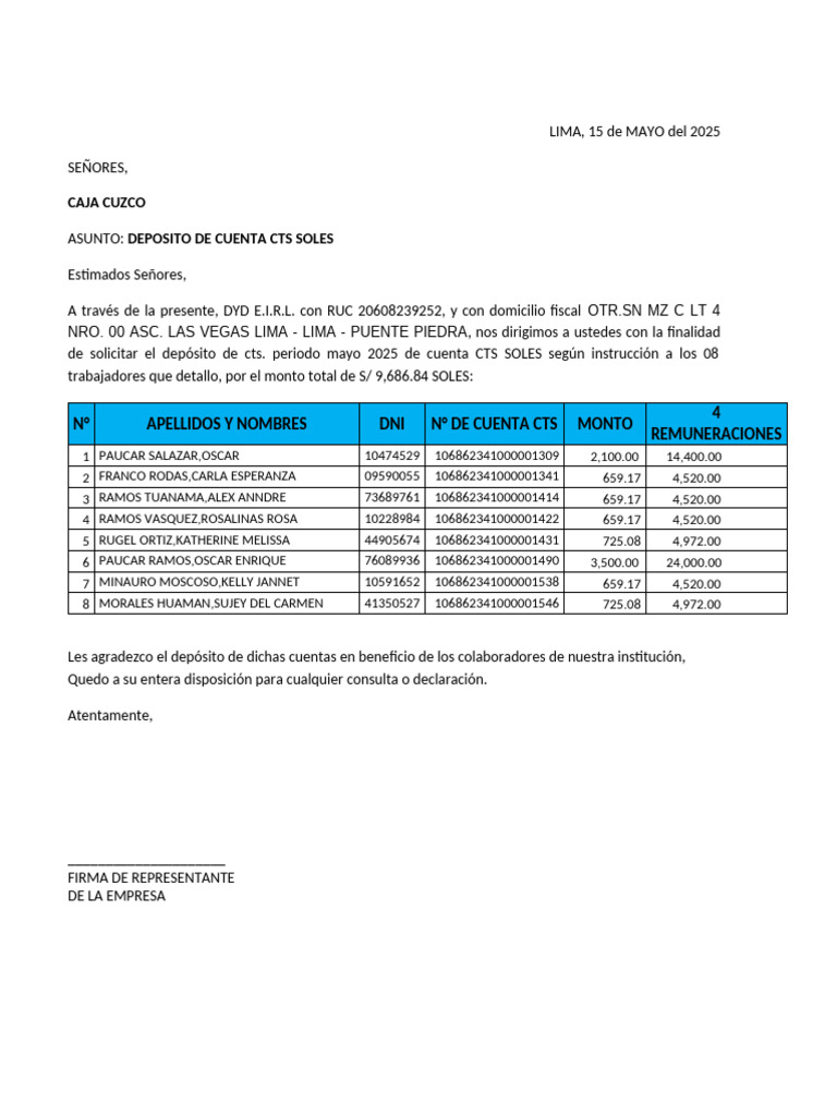 Deposito Cts Dyd | PDF