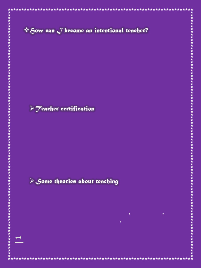 How Can I Become An Intentional Teacher | PDF