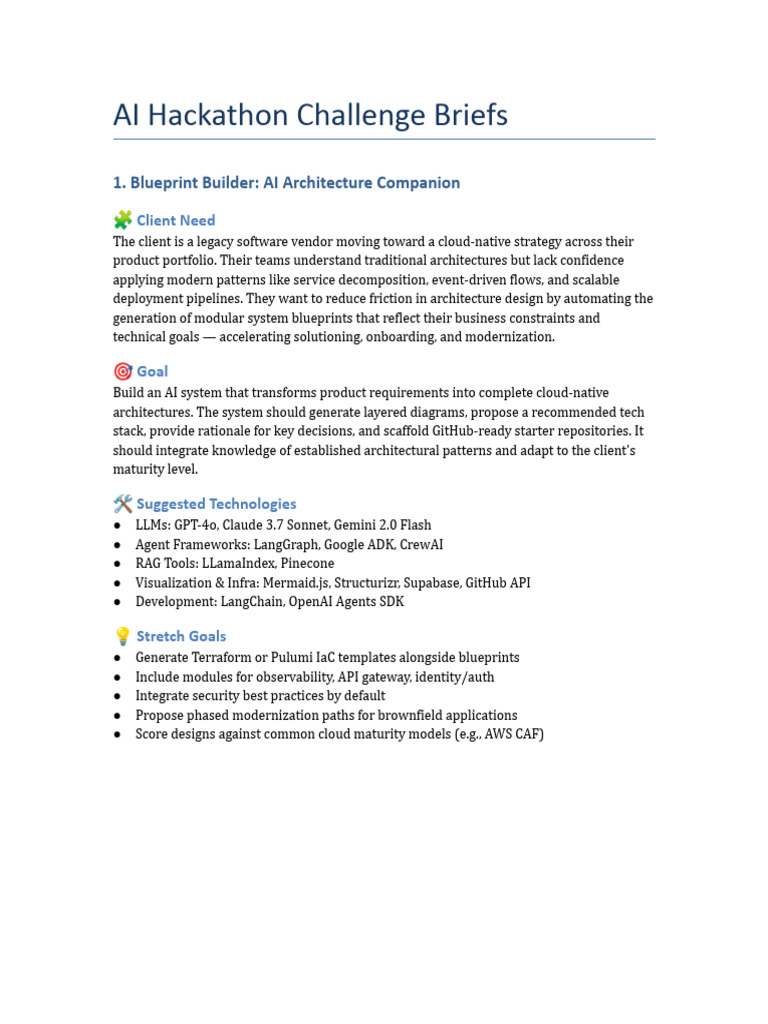 Innovation Challenge 2025 - AI Hackathon Challenges | PDF | Artificial Intelligence ...
