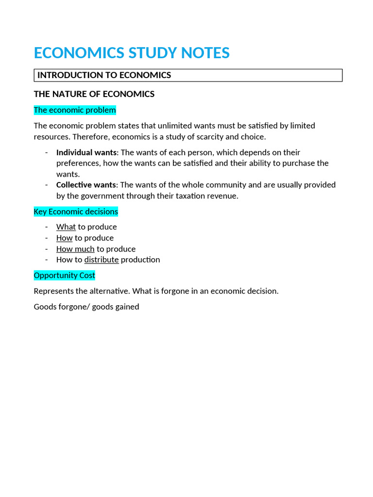 Year 11 Prelim Economics Notes 652646c6bd28d | PDF | Cost Of Living ...
