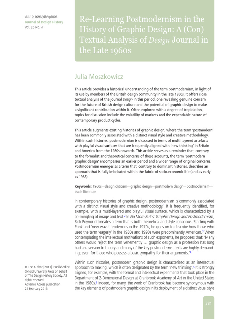 Re-Learning Postmodernism in The History of Graphic Design A (Con ...