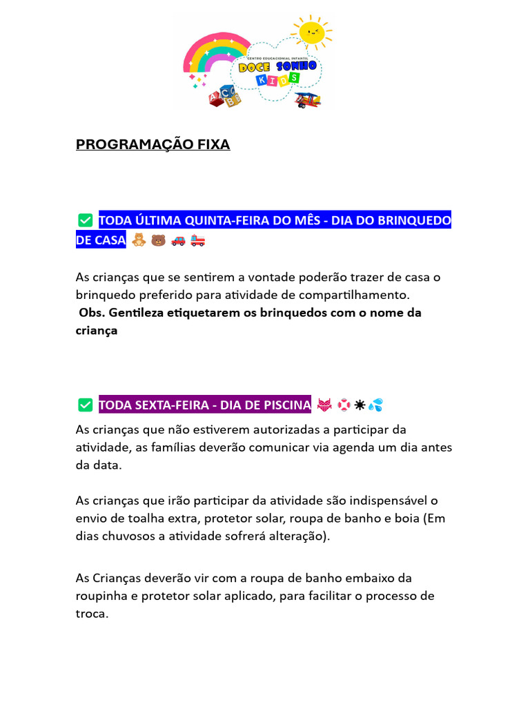 Atividades Fixas | PDF