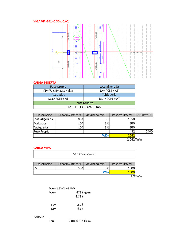 Carga Viva y Carga Muerta de Viga | PDF