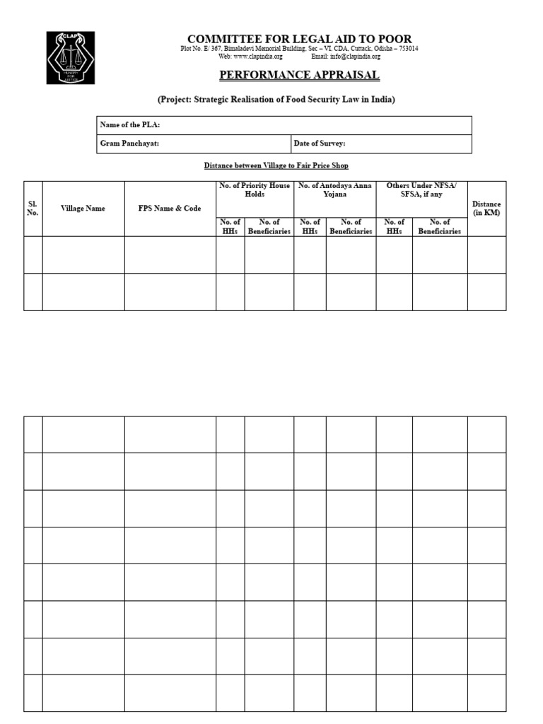 Distance Between Village To Fair Price Shop Format | PDF