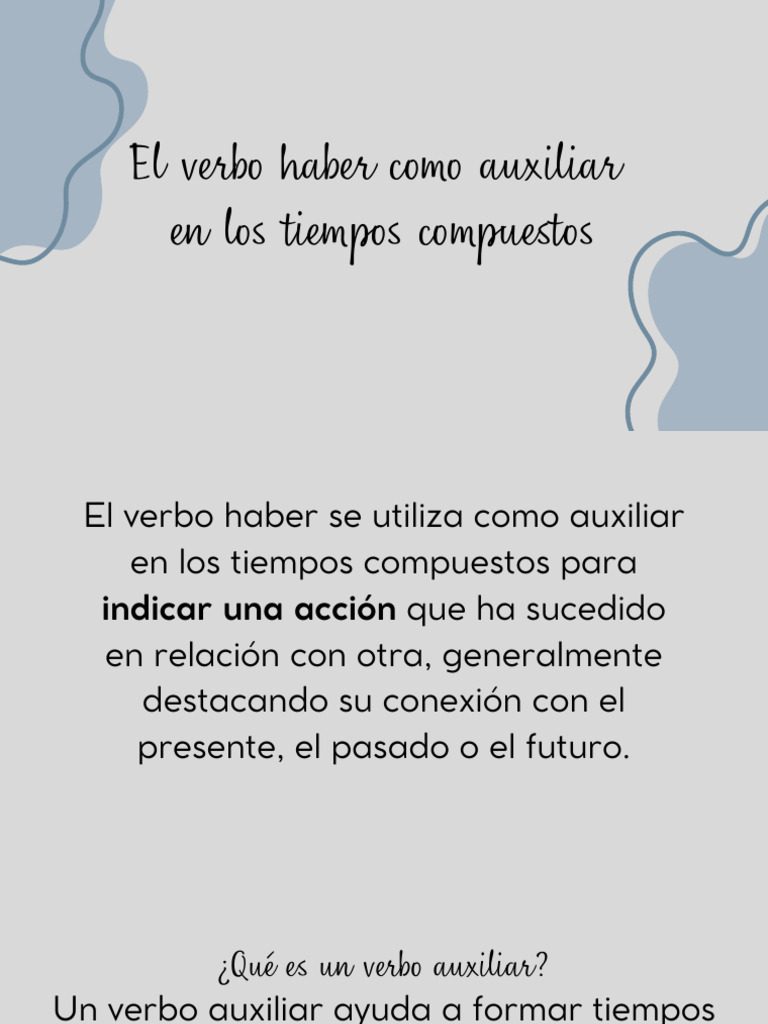 El Verbo Haber Como Auxiliar en Los Tiempos Compuestos | PDF