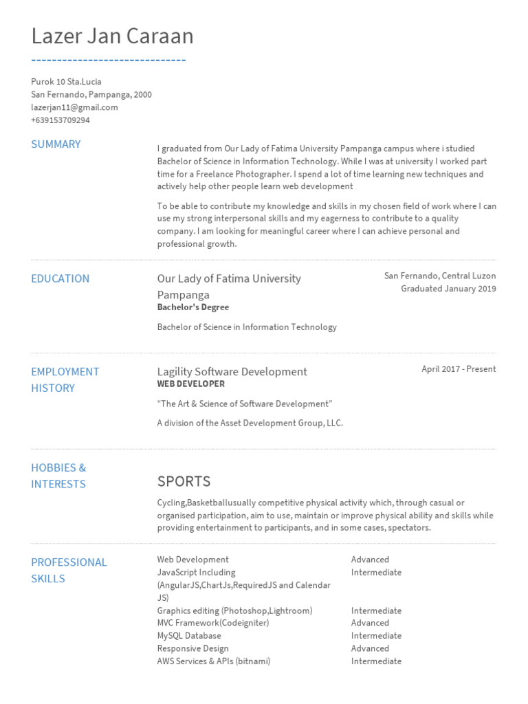 Resume Lazer Jan Car A An | PDF | Computing | Information Technology
