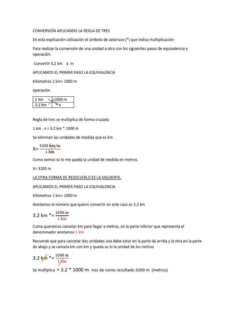 Conversión Aplicando La Regla de Tres | PDF