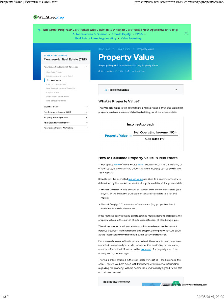 Property Value - Formula | PDF