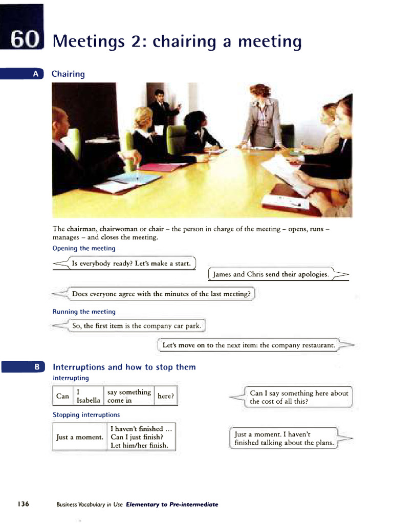 Vocabulary_Chairing a Meeting | PDF