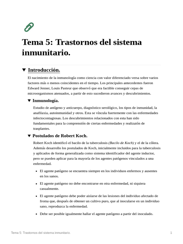 Tema 5. Trastornos del sistema inmunitario. | PDF | Sistema inmune | Linfocitos