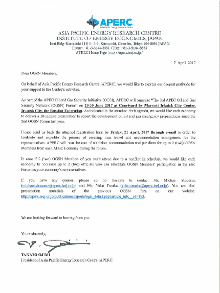 Invitation Letter OGSN Members | PDF