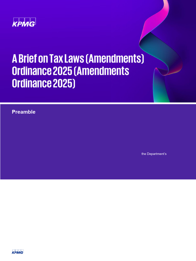 Brief On Tax Laws (Amendments) Ordinance 2025 | PDF | Excise | Taxation
