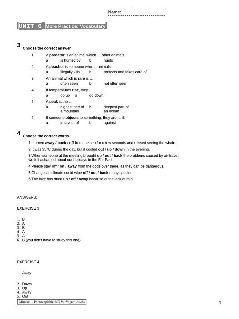 Vocabulary Practice: Animals & Climate | PDF