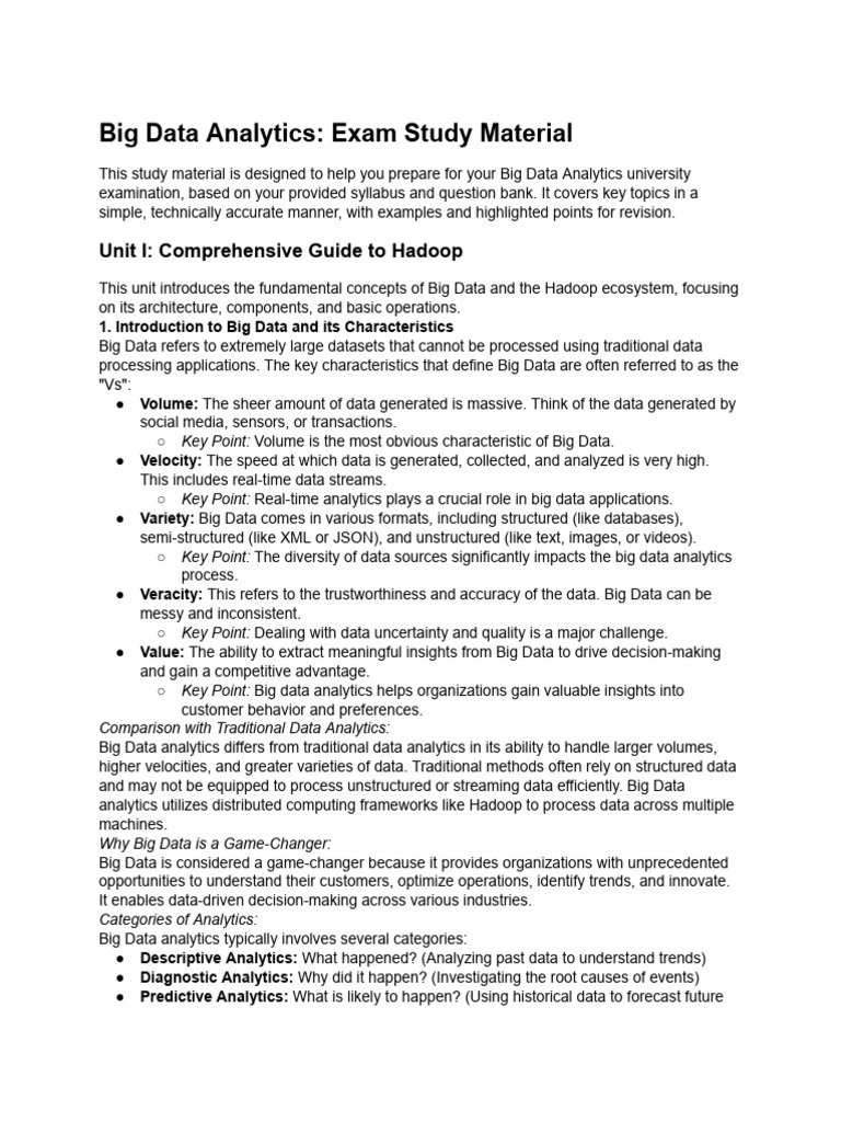 I Am Preparing For A Big Data Analytics University... | PDF | Apache Hadoop | Analytics