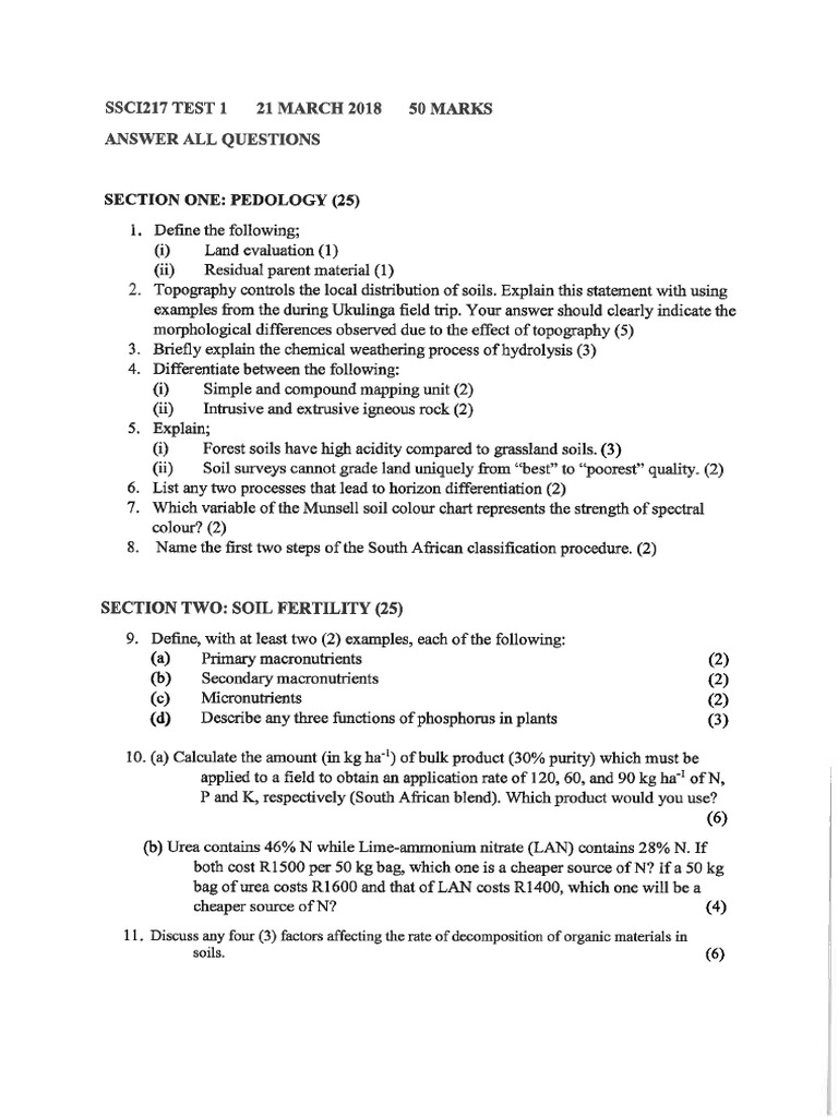Past Test Questions | PDF