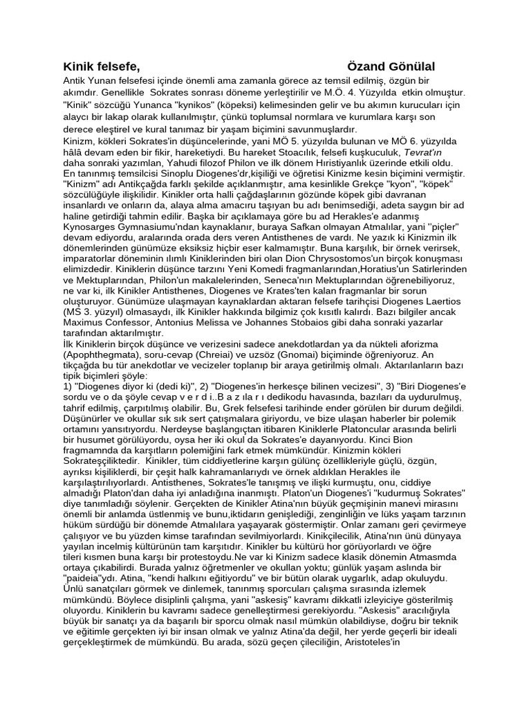 Kinik Felsefe | PDF