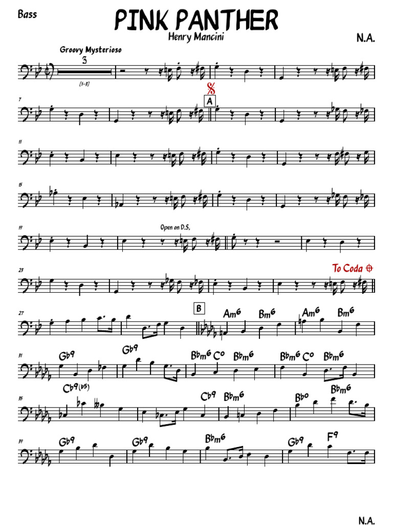 Pink Panther Bass Sheet Music | PDF
